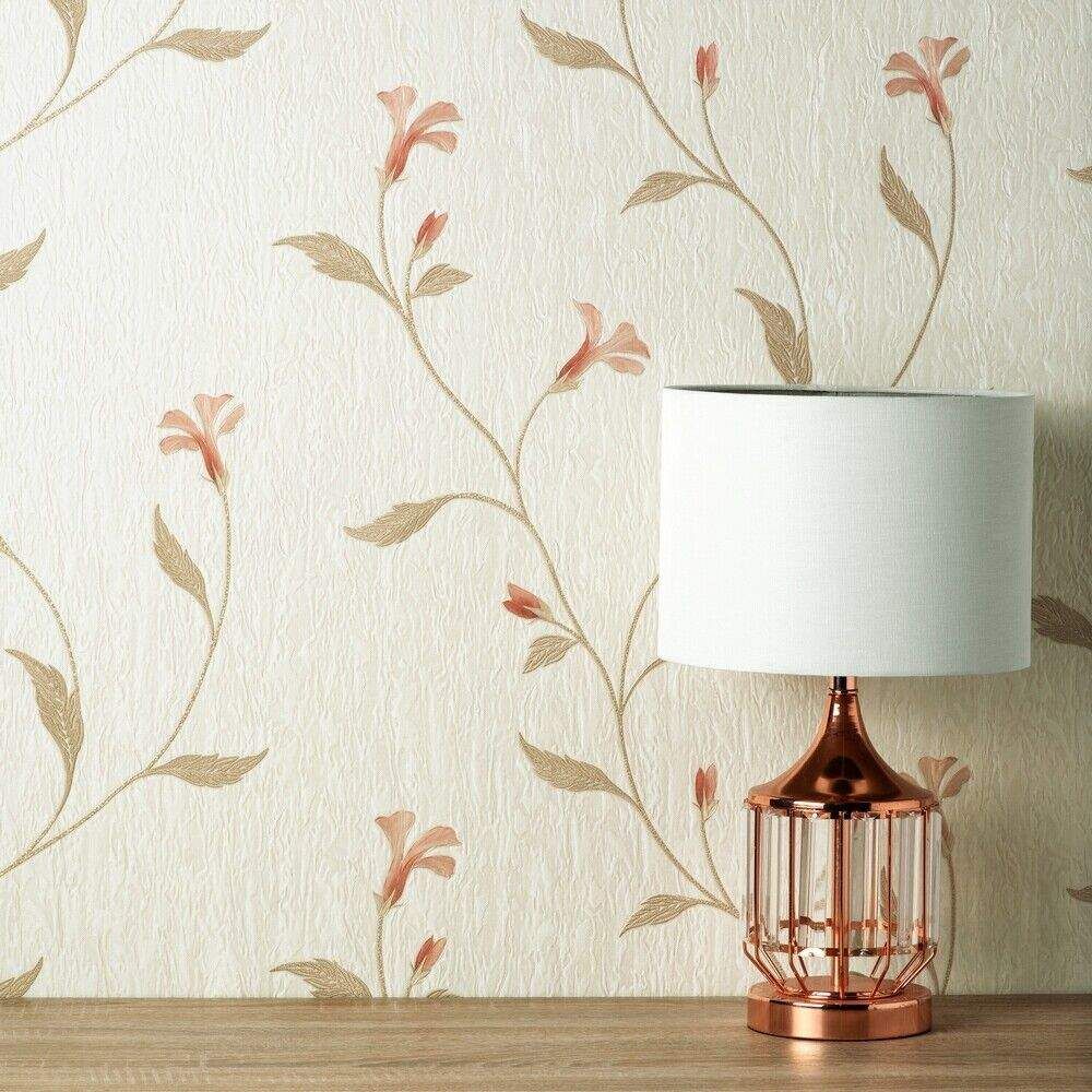 Bellagio Floral Cream & Pink Luxury Vinyl Wallpaper M95632 | M95632