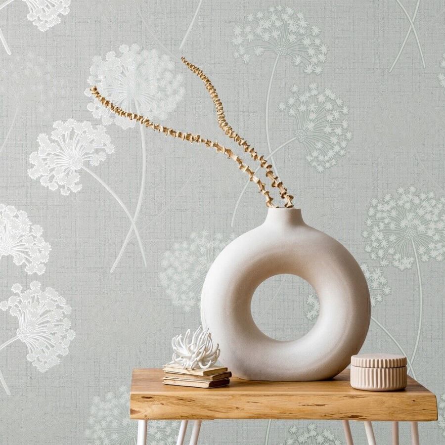 Fine Decor Grace Allium Grey/Silver Floral Wallpaper | FD43284