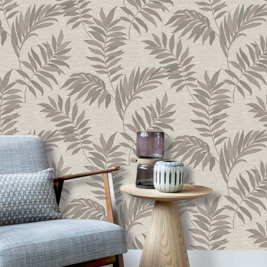 Sumatra Palm Leaves Taupe Floral Wallpaper 316414 | 316414