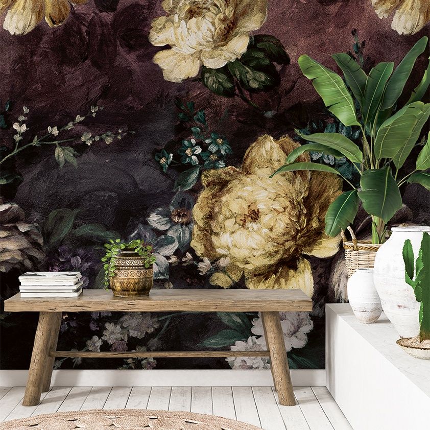 Painted Flowers Mural Wallpaper A52001 | A52001