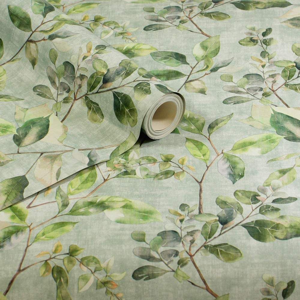 Spring Springs Sage Green Leaves Botanical Wallpaper 925501 | 925501