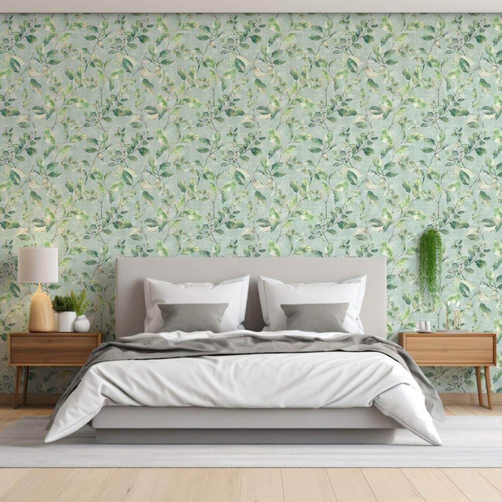 Spring Springs Sage Green Leaves Botanical Wallpaper 925501 | 925501