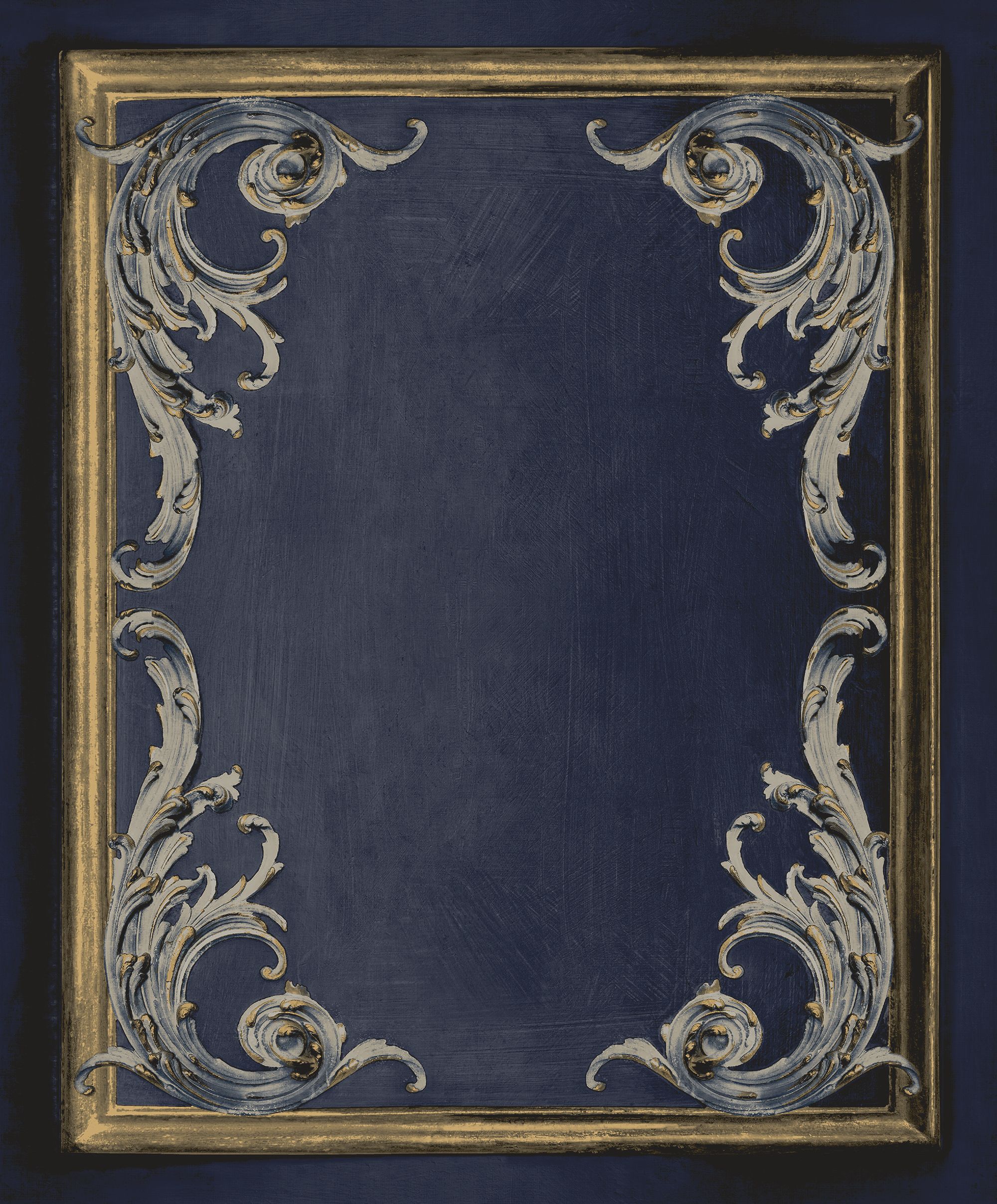 Rococo Panel Navy & Metallic Gold Paul Moneypenny Wallpaper | 191502