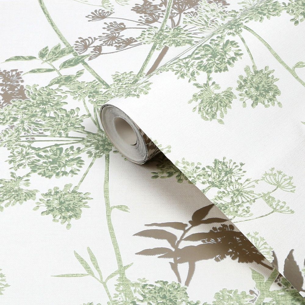 Meadow Green & Gold Floral Wallpaper | Superfresco | 128154