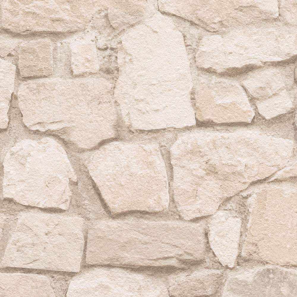 Stone 3D Effect Brick Sandstone Masonry Beige Brown Wallpaper 6924-29 ...