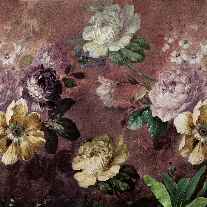 Painted Flowers Mural Wallpaper A52001 | A52001