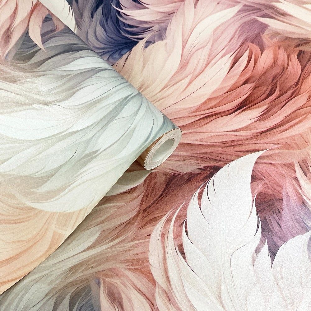 Plumes Large Feathers Abstract Shimmer Multicoloured Wallpaper 217501 ...
