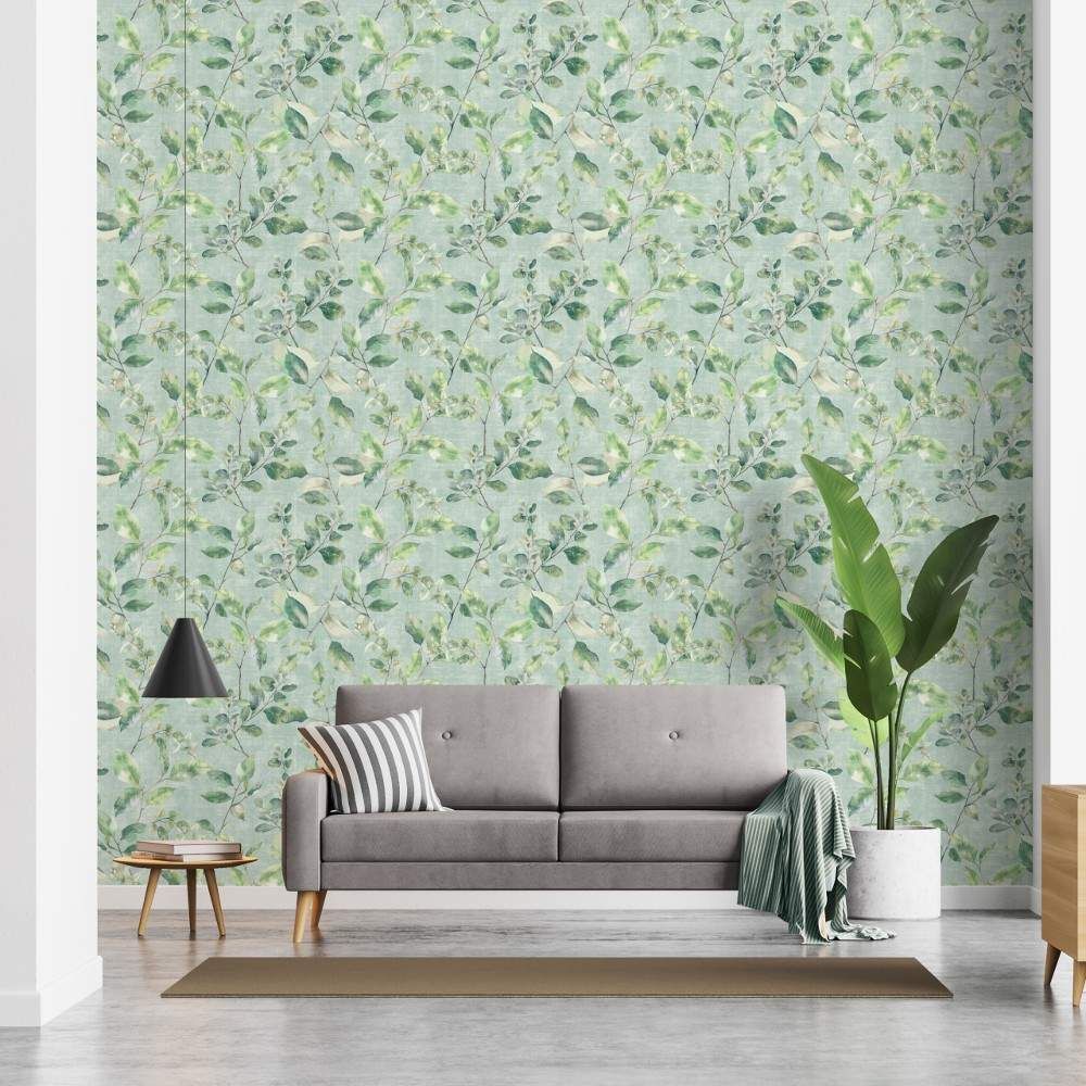Spring Springs Sage Green Leaves Botanical Wallpaper 925501 | 925501