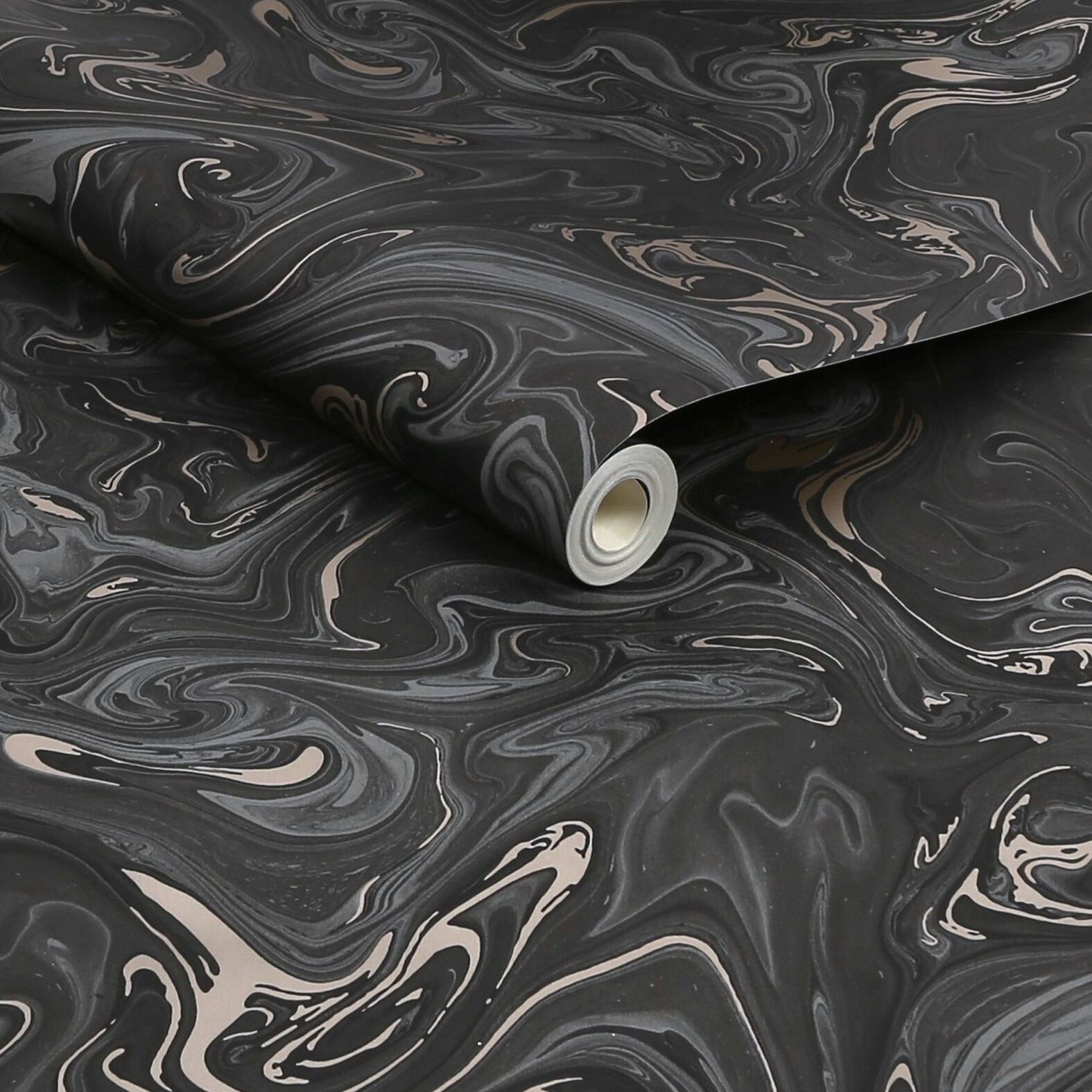 Liquid Black & Copper Wallpaper | Graham & Brown Wallpaper | 119558