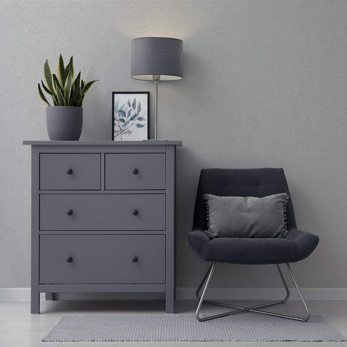 Luxury Plain Grey Textured Wallpaper | Arthouse Grey Textured | 299305