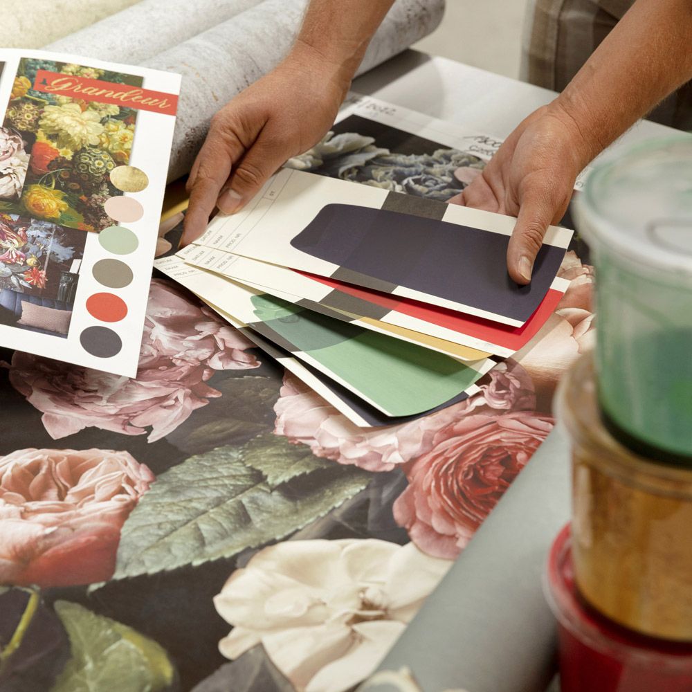 Lola Fruits Charcoal & Pink Chic Wallpaper | 197001