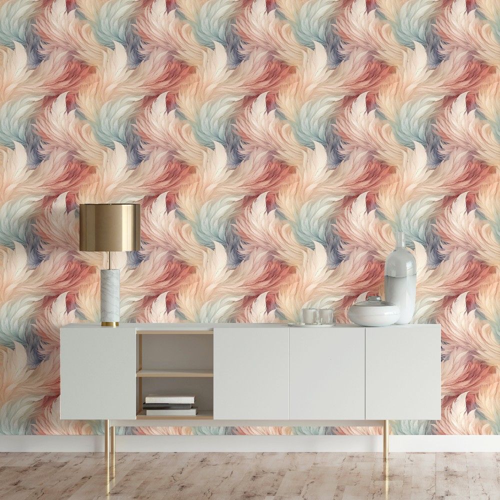 Plumes Large Feathers Abstract Shimmer Multicoloured Wallpaper 217501 ...
