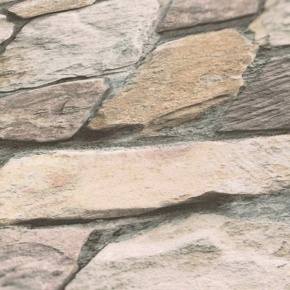 Stone 3D Effect Brick Sandstone Masonry Beige Grey Wallpaper 6924-12 ...