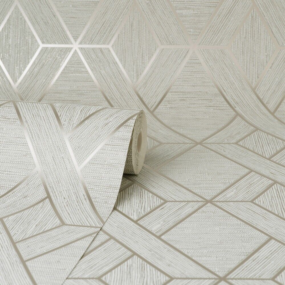 Miya Geometric Neutral Textured Vinyl Wallpaper FD43153 | FD43153