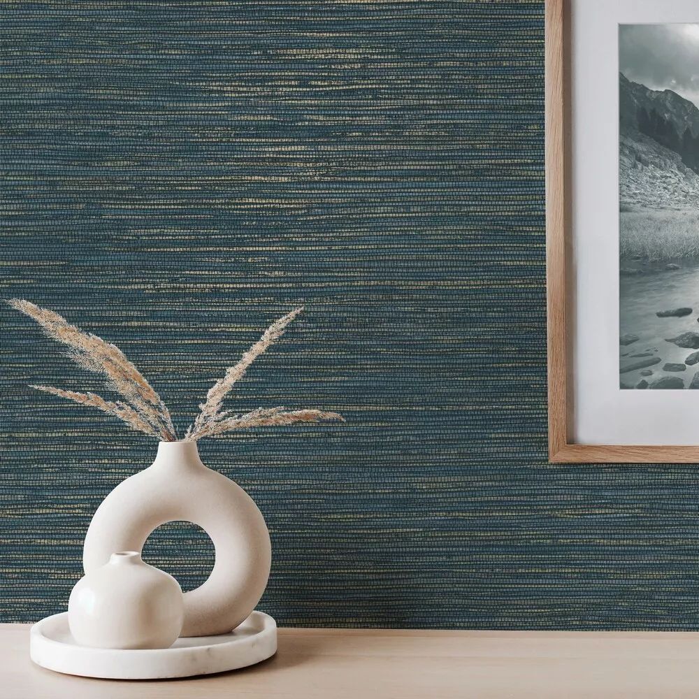 Blue grasscloth wallpaper store