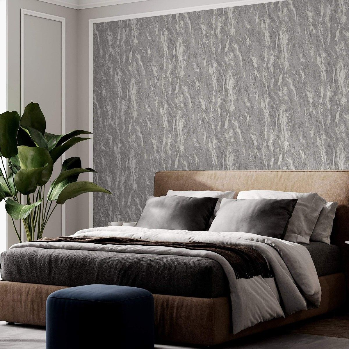 Marble Luxe Texture Metallic Pewter Wallpaper 299102 | 299102