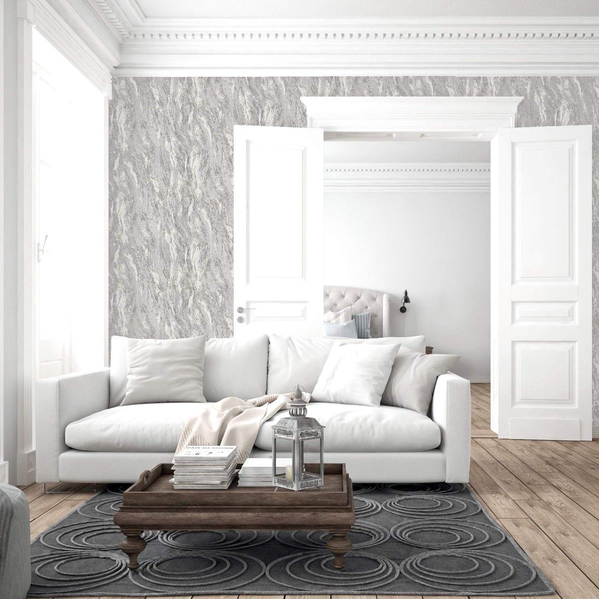 Marble Luxe Texture Metallic Pewter Wallpaper 299102 | 299102