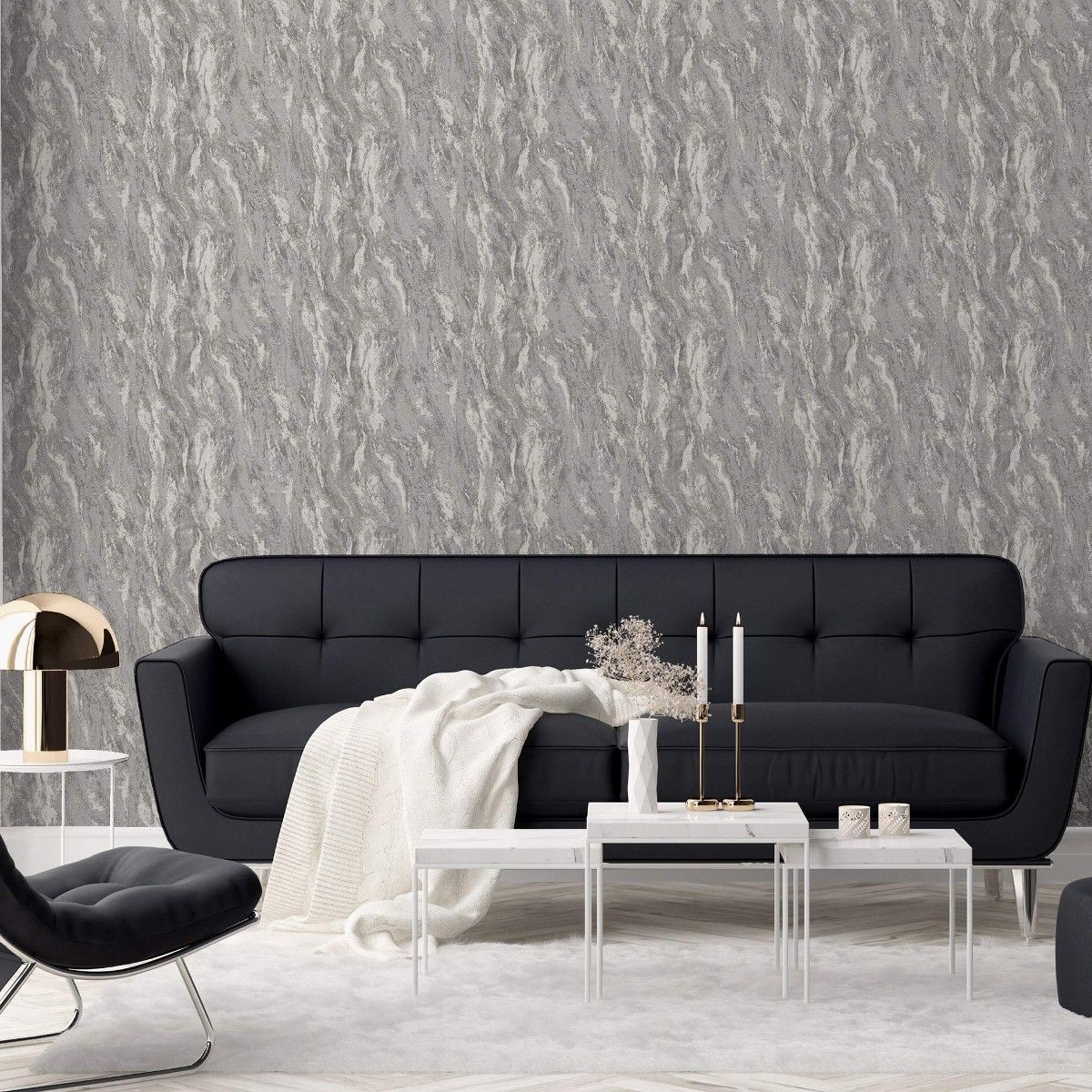 Marble Luxe Texture Metallic Pewter Wallpaper 299102 | 299102