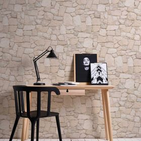 Stone 3D Effect Brick Sandstone Masonry Beige Brown Wallpaper 6924-29 ...