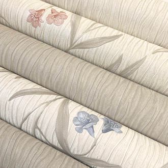 Tiffany Floral Cream & Soft Blue Luxury Italian Vinyl Wallpaper 41333 ...