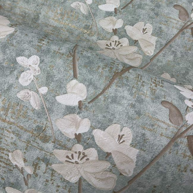 Anethe Blossom Sage Green & Cream Paul Moneypenny Collection Wallpaper ...
