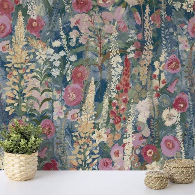 Delphinium Blue Floral Wallpaper | Grandeco | A74602