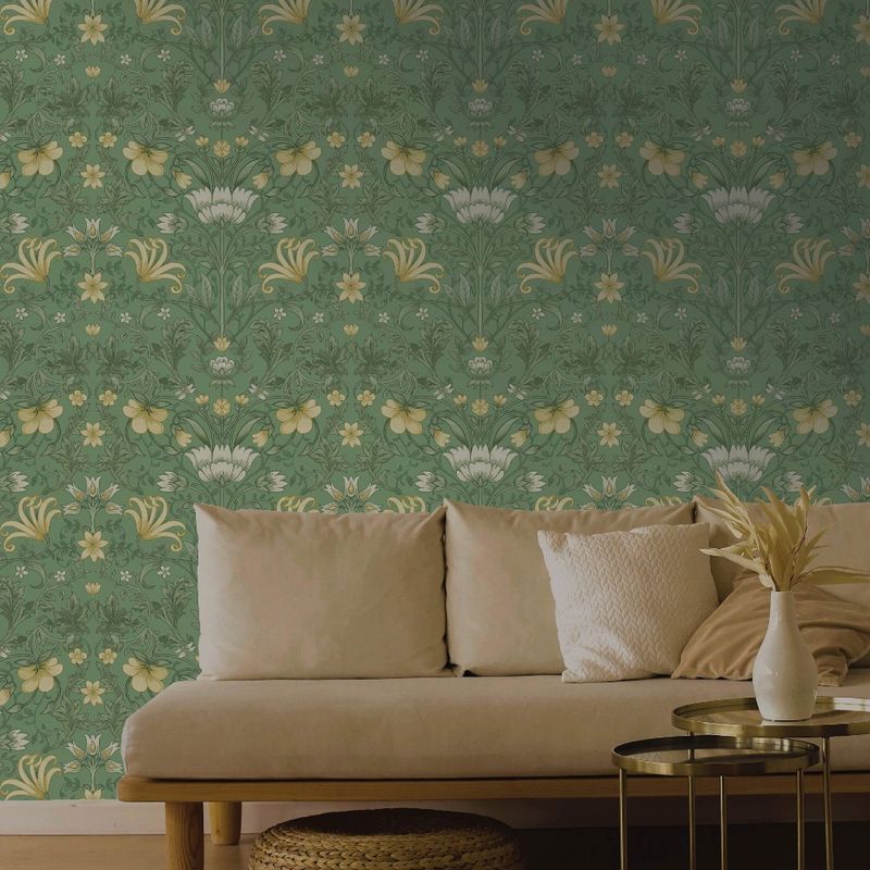 Vintage Floral Green William Morris Style Wallpaper 13550 | 13550