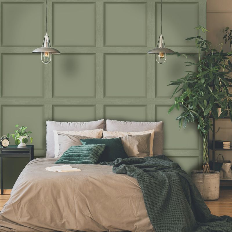 Modern Wood Panel Green Wallpaper| Holden Decor | 12982