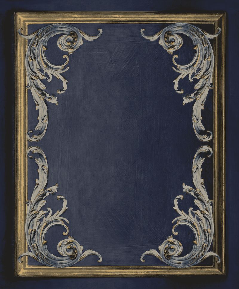 Rococo Panel Navy & Metallic Gold Paul Moneypenny Wallpaper | 191502