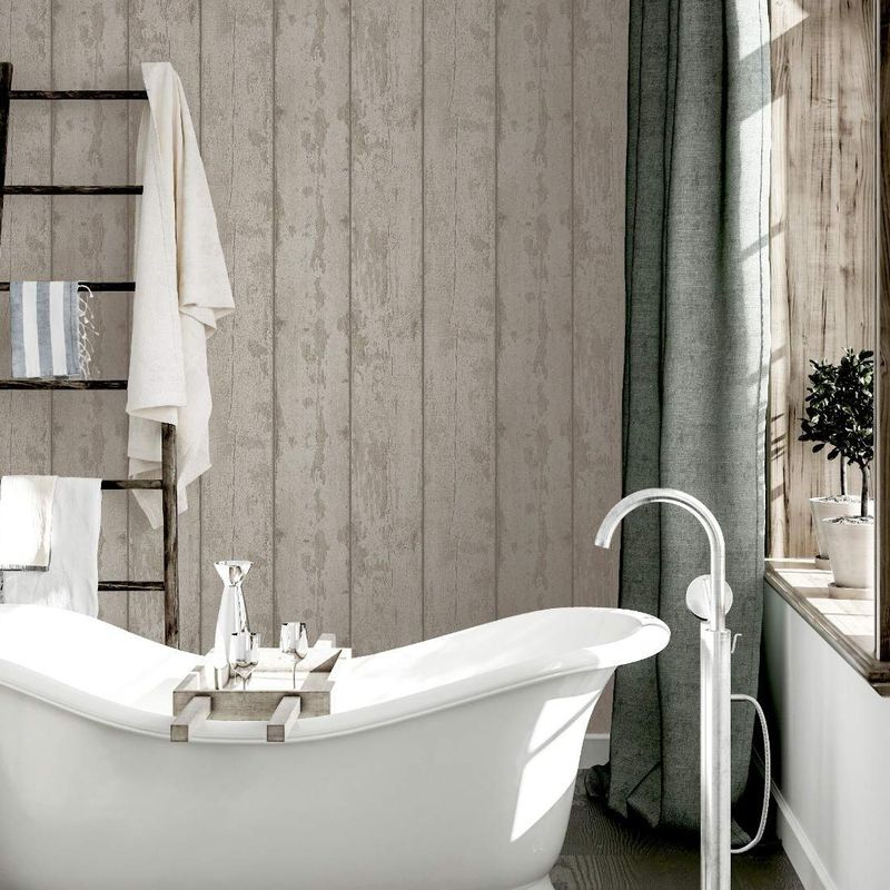 White Washed Wood Beige | Arthouse Beige Wood Panel Wallpaper | 694700