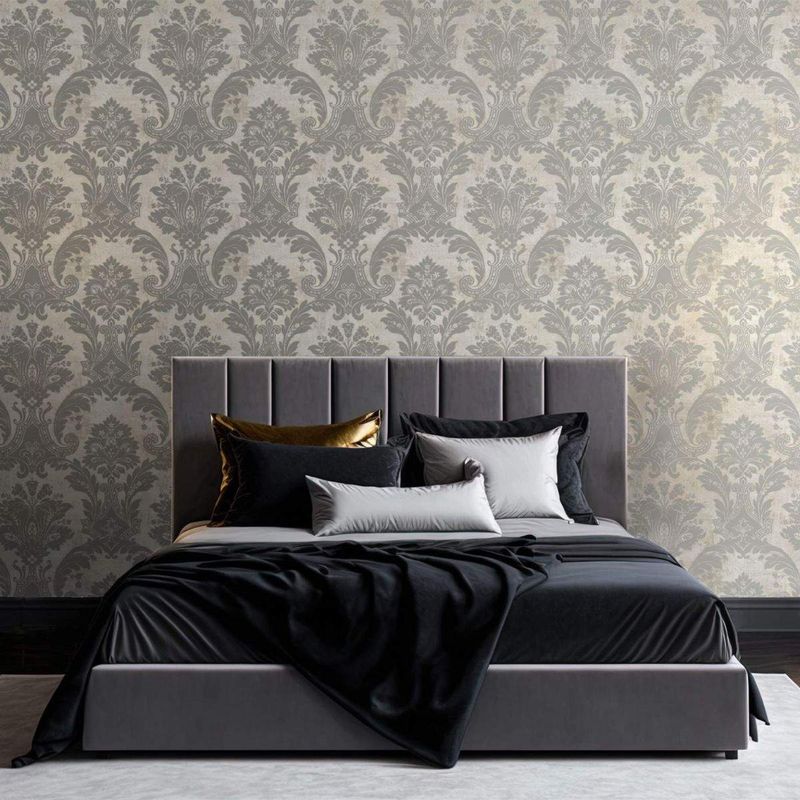Plaster Damask Metallic Silver Wallpaper | Moda | 2317