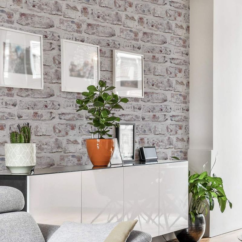 White Washed Wall White Brick Effect Wallpaper 671100 | 671100