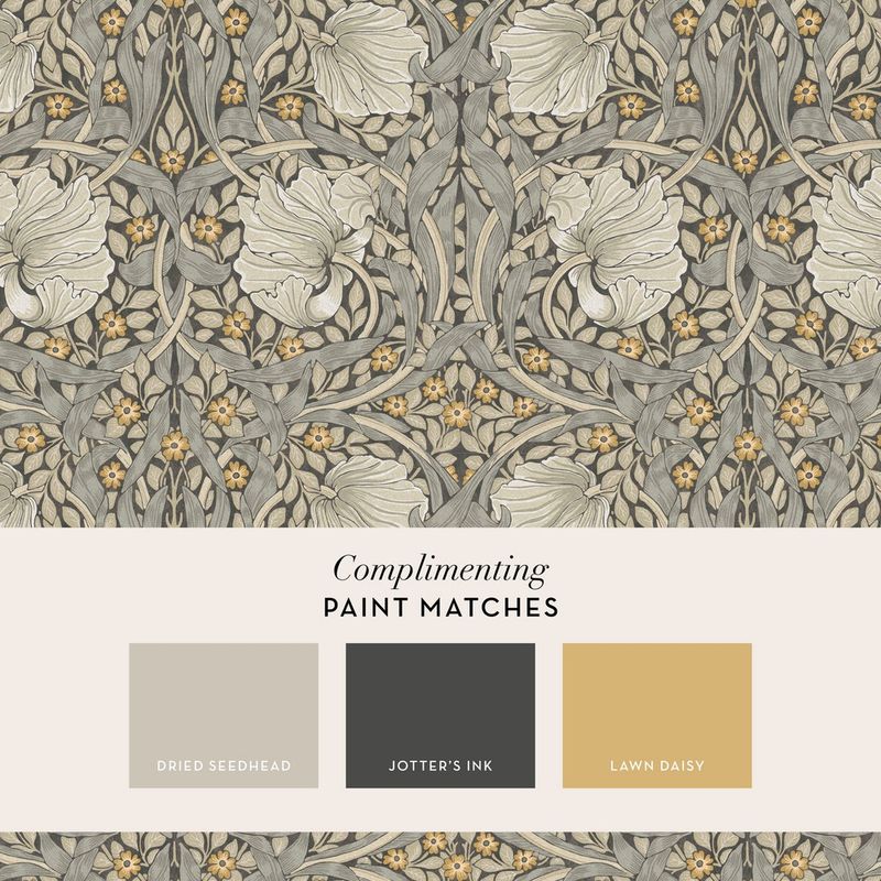 Pimpernel Grey Scrolling Floral Wallpaper | William Morris | 124240