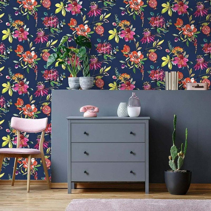 Melgrano Floral Navy Flower Wallpaper| Holden Decor | 90521