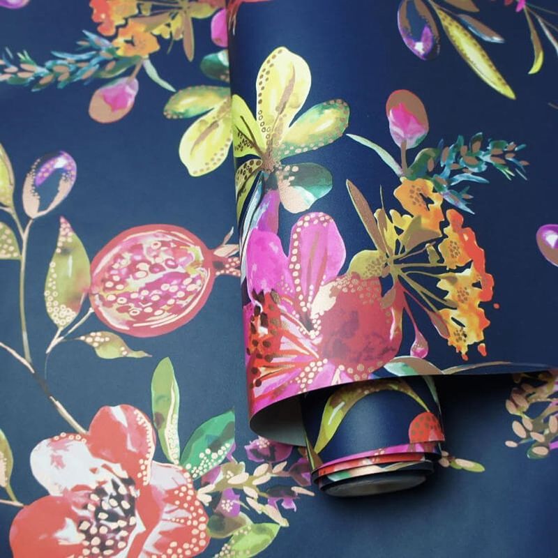 Melgrano Floral Navy Flower Wallpaper| Holden Decor | 90521