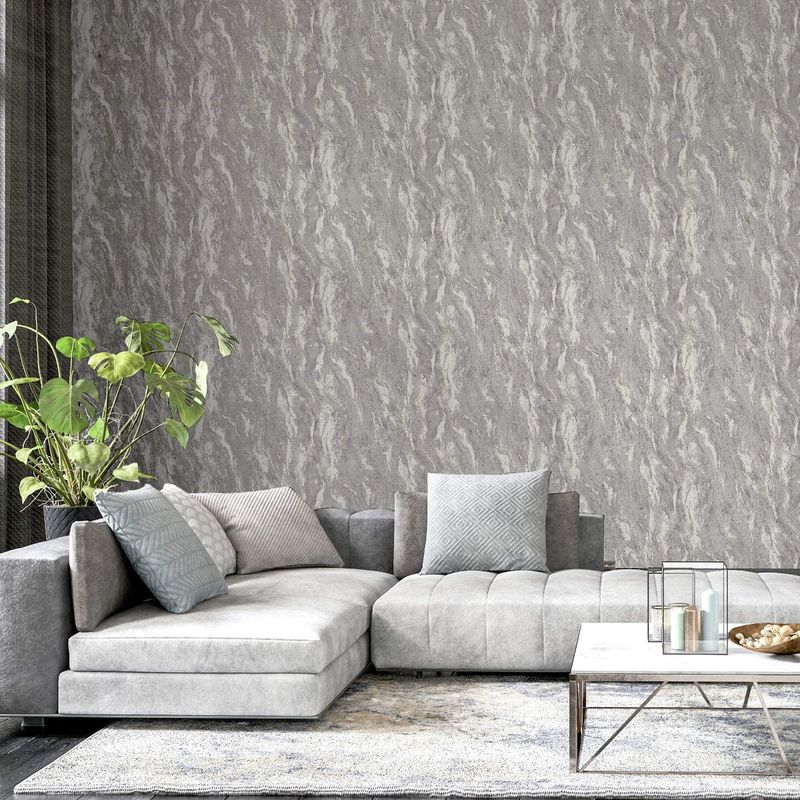 Marble Luxe Texture Metallic Pewter Wallpaper 299102 | 299102