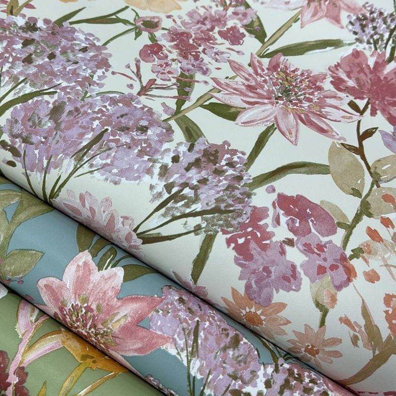 Wildflowers Meadow Cream & Pink Floral Wallpaper A61603 | A61603